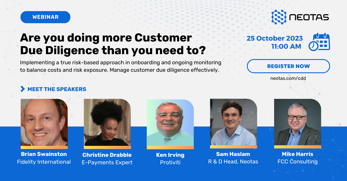 Customer Due Diligence | Neotas Webinar | 25 October 2023